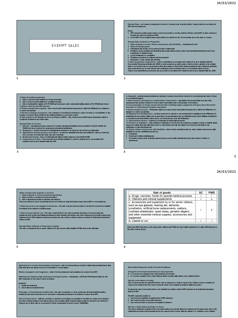 Exempt Sales | PDF | Value Added Tax | Taxes