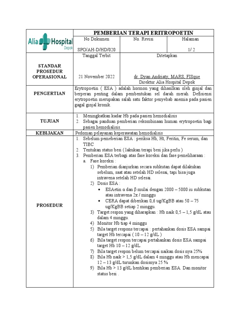 Pemberian Terapi Eritropoetin | PDF | Pengembangan Diri | Sains & Matematika