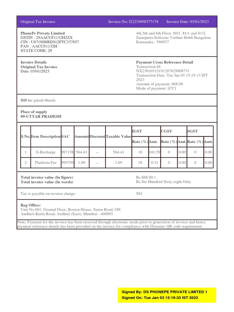 GSTIN: 29AACCF1132H2ZX CIN: U67190MH2012PTC337657 Pan: Aaccf1132H State ...