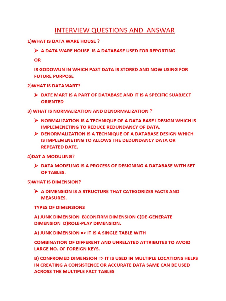 Interview Questions and Answar | PDF | Databases | Information Technology Management