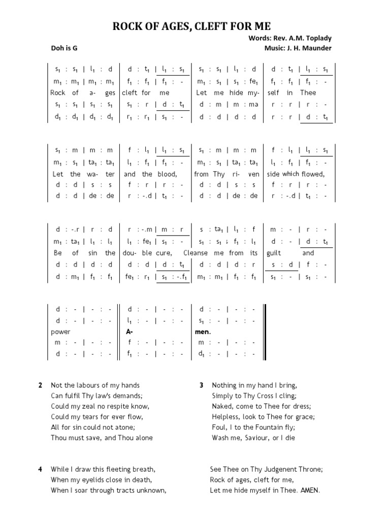 Rock of Ages Maunder Solfa | PDF
