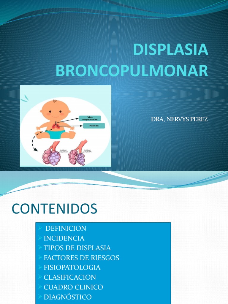 Diapositiva Displasia Broncopulmonar | PDF | Apnea | Causas de la muerte