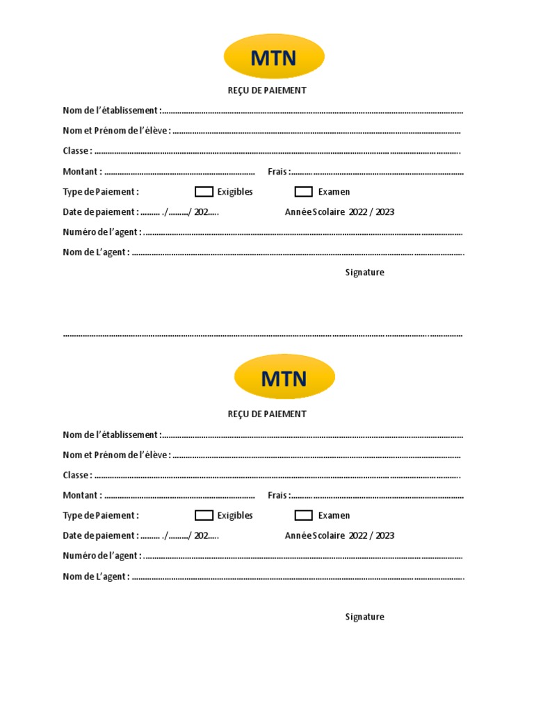 Reçu de Paiement | PDF