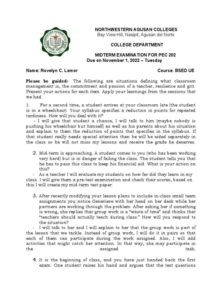 Pec - 202 | PDF | Classroom | Behavior Modification