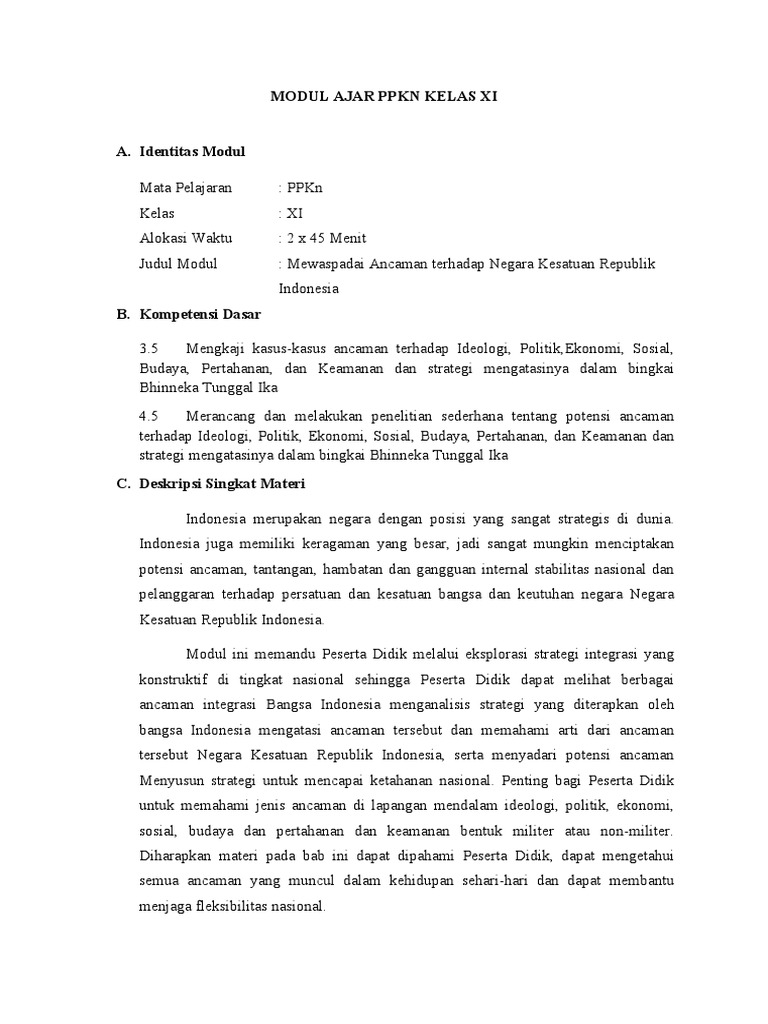 Modul Ajar PPKN Kelas Xi | PDF