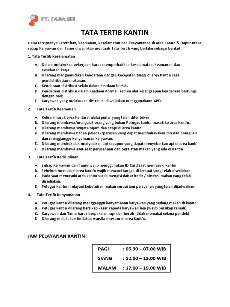 Tata Tertib Kantin | PDF