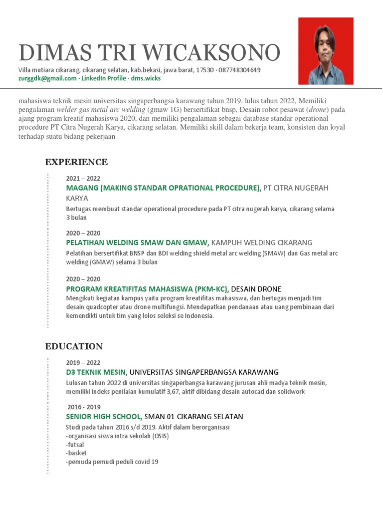 Dimas Tri Wicaksono CV | PDF