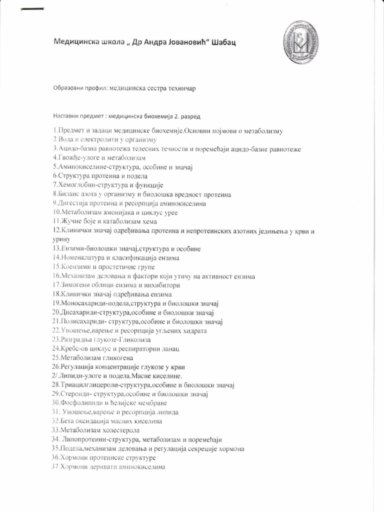 Medicinska Biohemija 2 1 | PDF