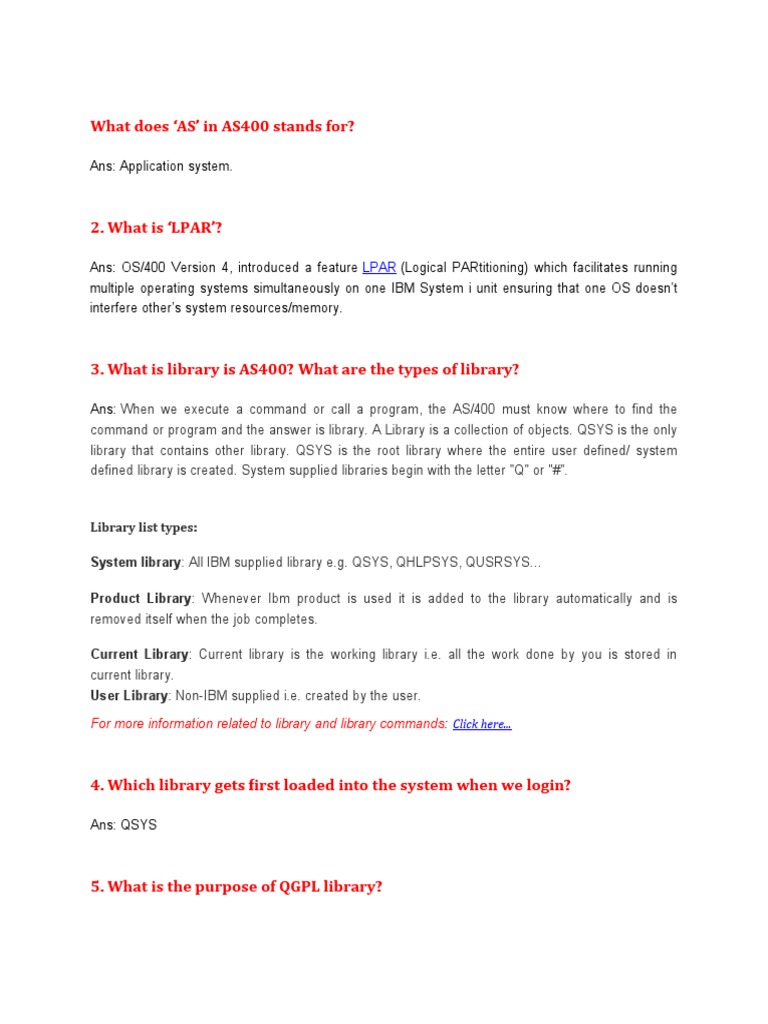 As400 Questions | PDF | Library (Computing) | Computing