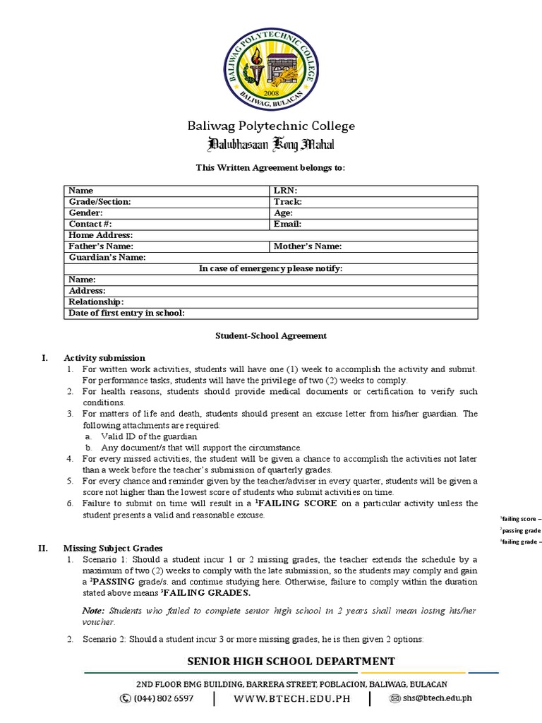 Student School Agreement1 | PDF | Teachers