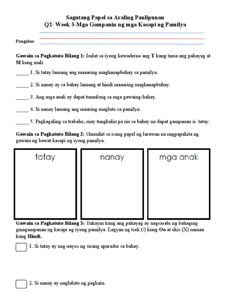 Answer Sheets AP Week 3 4 | PDF