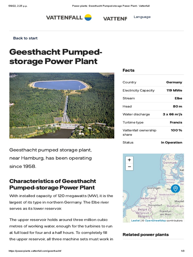 Power Plants - Geesthacht Pumped-Storage Power Plant - Vattenfall | PDF | Power Station ...