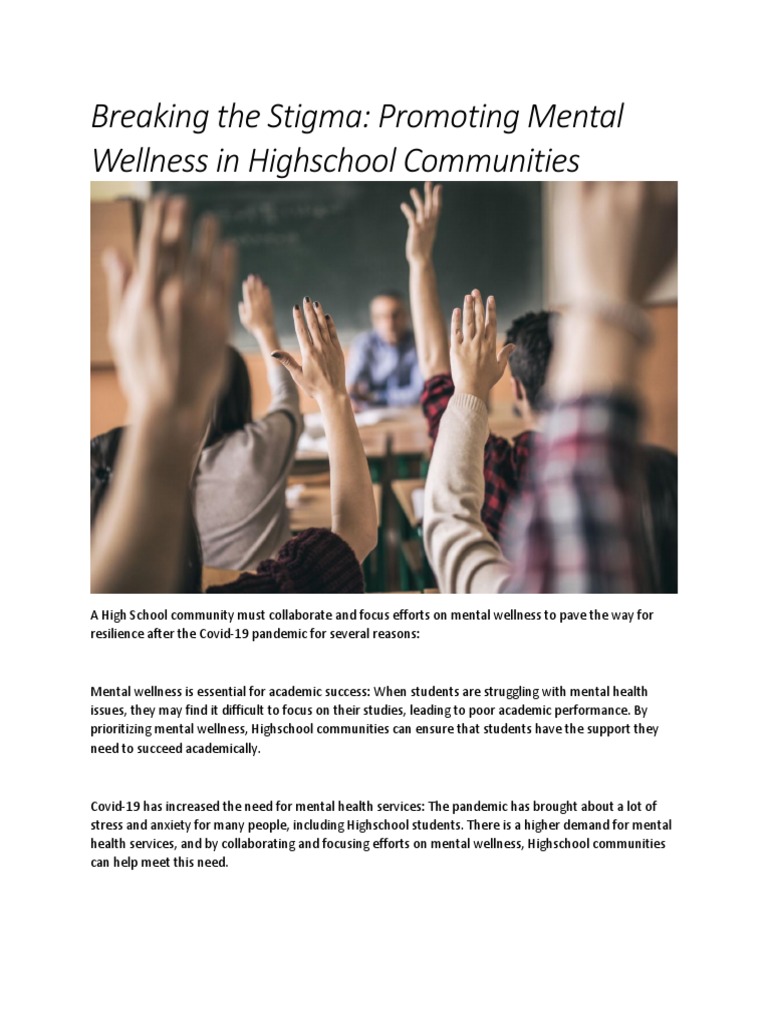 Promoting Mental Wellness in Schools | PDF | Mental Health ...