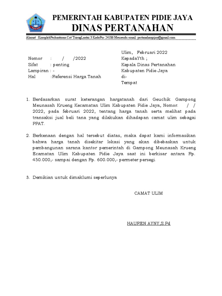 Surat Dari Camat | PDF