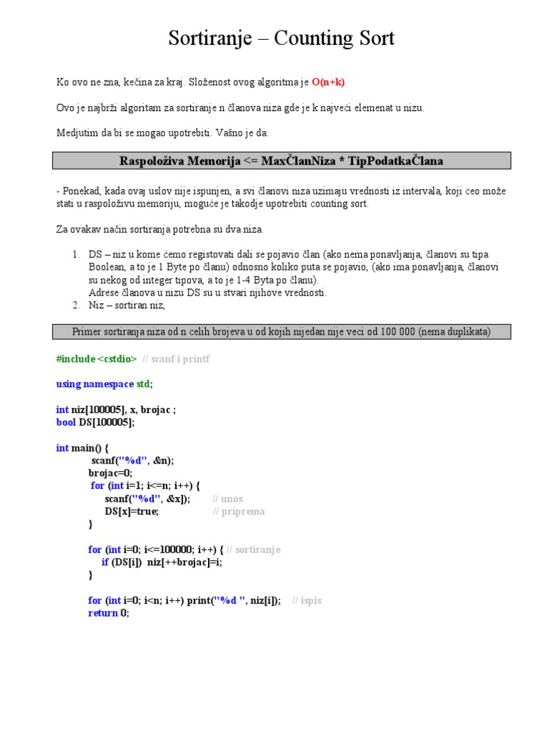 AL101 Counting Sort | PDF