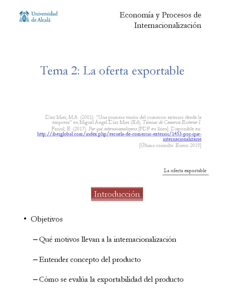 Tema 2. La Oferta Exportable | Descargar gratis PDF | Producto (Negocio) | Oferta (economía)