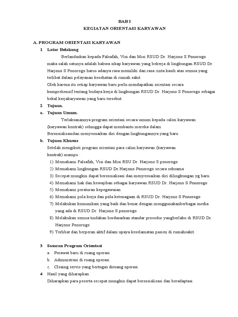 Progran Orientasi Karyawan Ibs | PDF