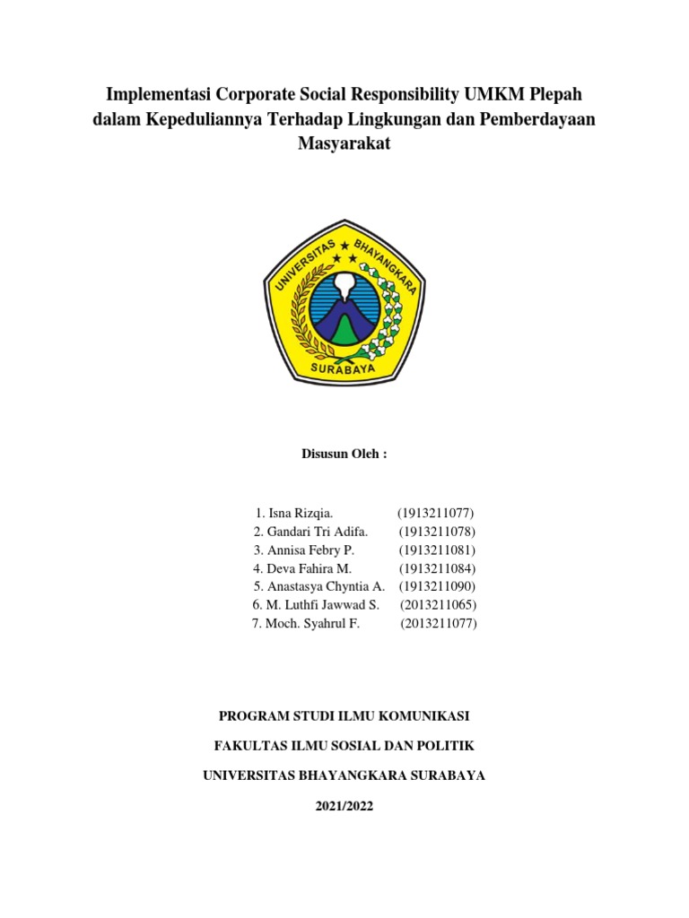 Implementasi Corporate Social Responsibility UMKM Plepah dalam ...