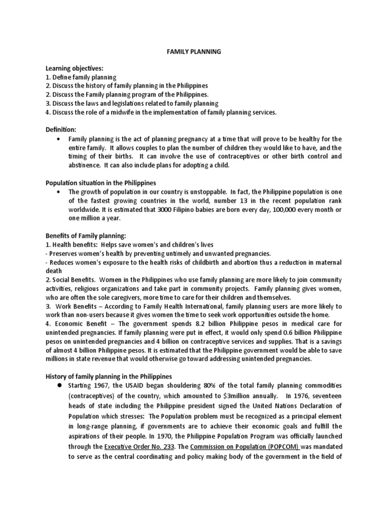 A Comprehensive Overview of Family Planning in the Philippines: History ...
