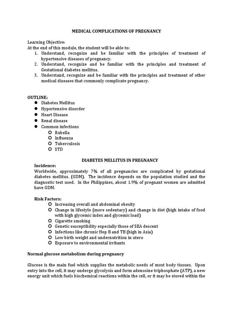 Pregnancy-Related Medical Complications | PDF | Gestational Diabetes ...
