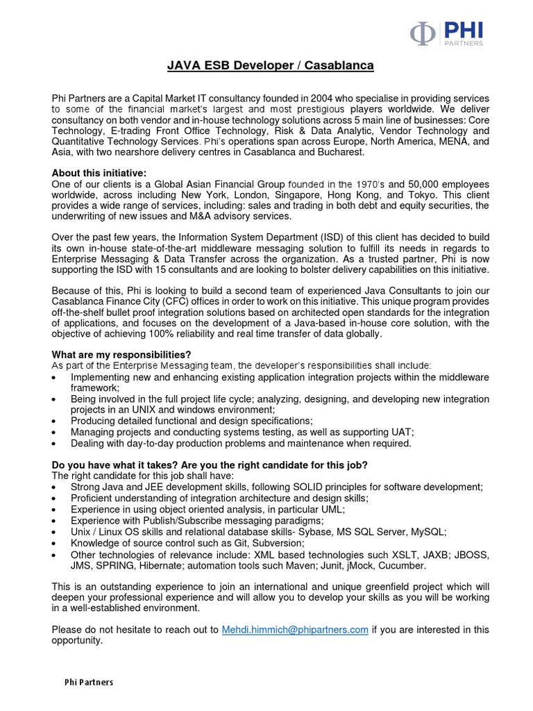 JAVA ESB Developer | PDF | Outsourcing | Computing