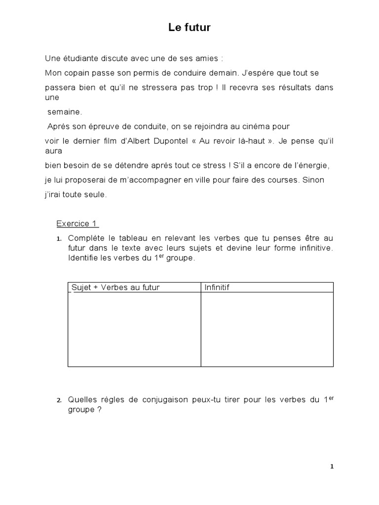 Conjugaison des verbes au futur | PDF | Verbe | Grammaire