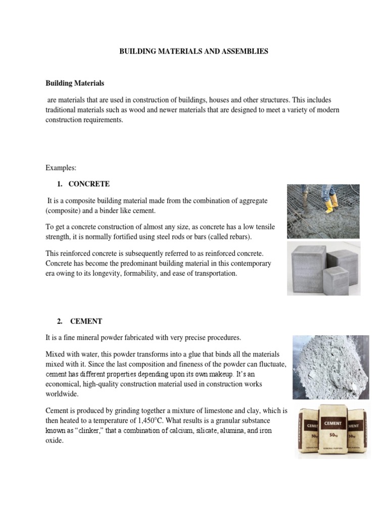 Building Materials Assemblies Handout | Download Free PDF | Building Materials | Concrete