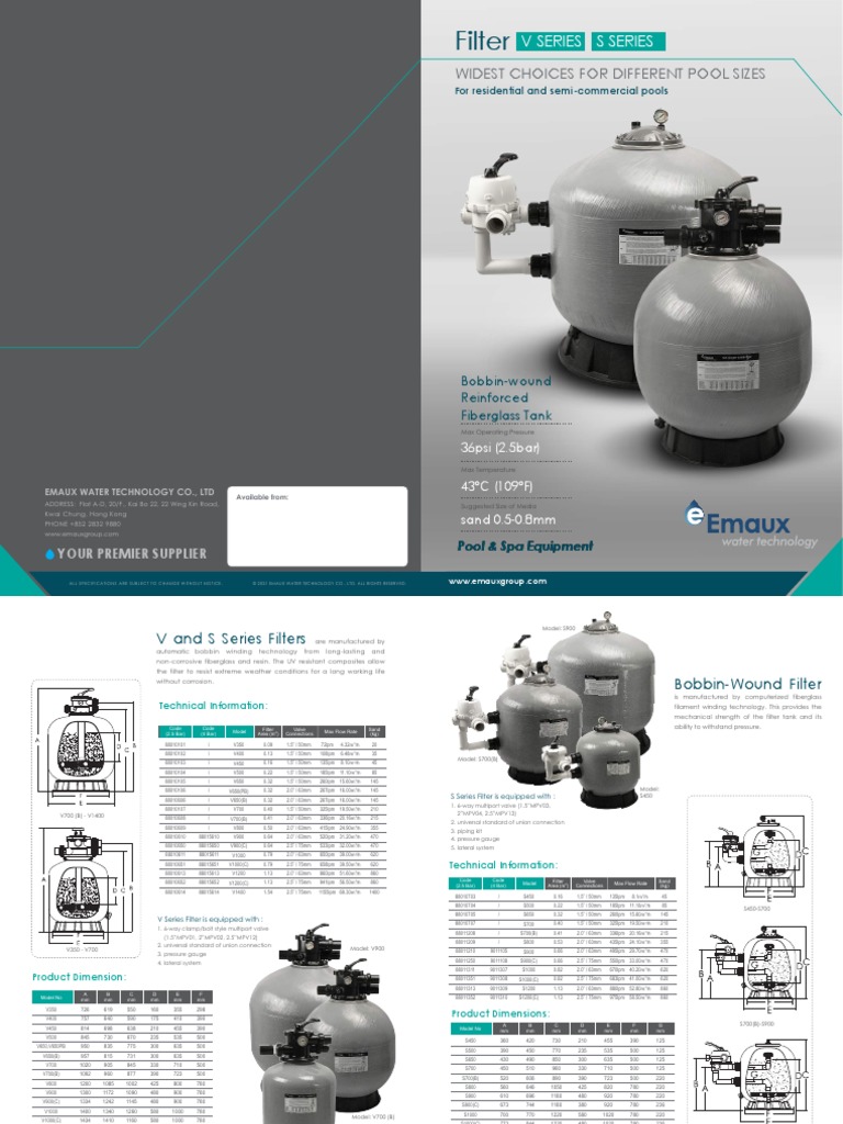 V S Filter Leaflet English Double Page Version | PDF | Fiberglass | Materials