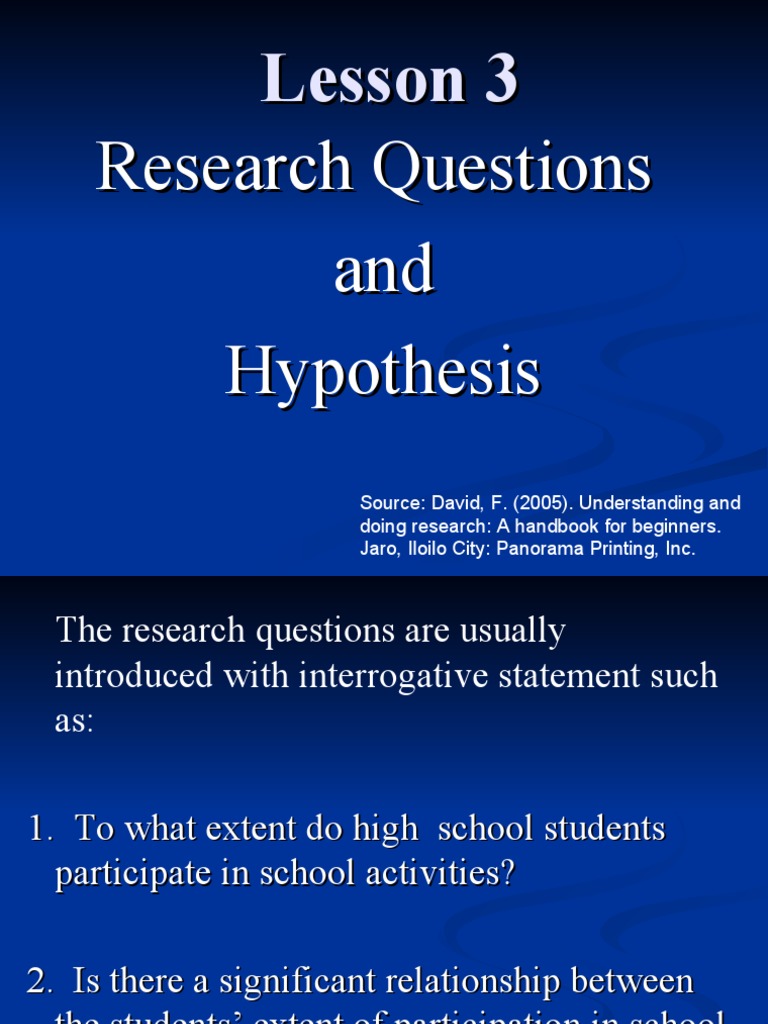 Lesson 3 Hypothesis | PDF | Hypothesis | Methodology