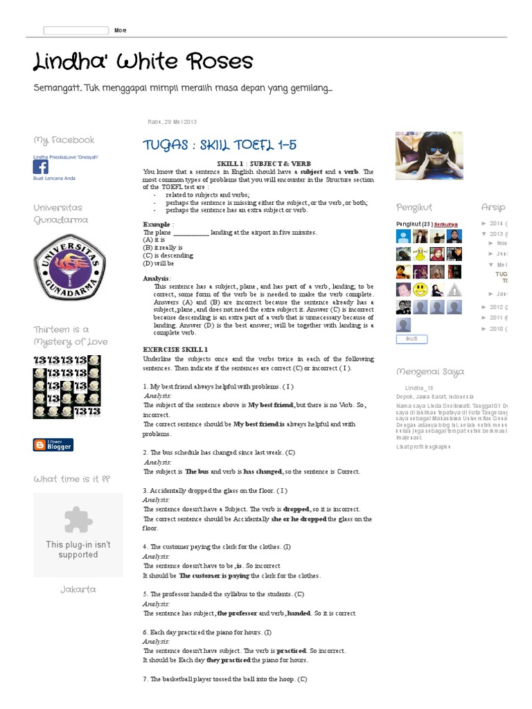 Understanding Sentence Structure for TOEFL | PDF | Verb | Subject (Grammar)