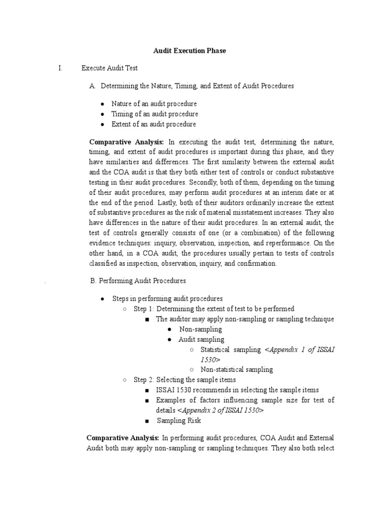 Audit Execution Phase Overview and Procedures | PDF | Audit | Financial ...