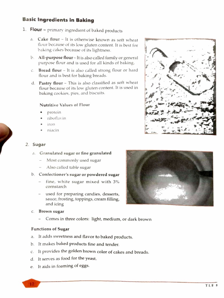 G8 TLE Basic Ingredients in Baking | PDF