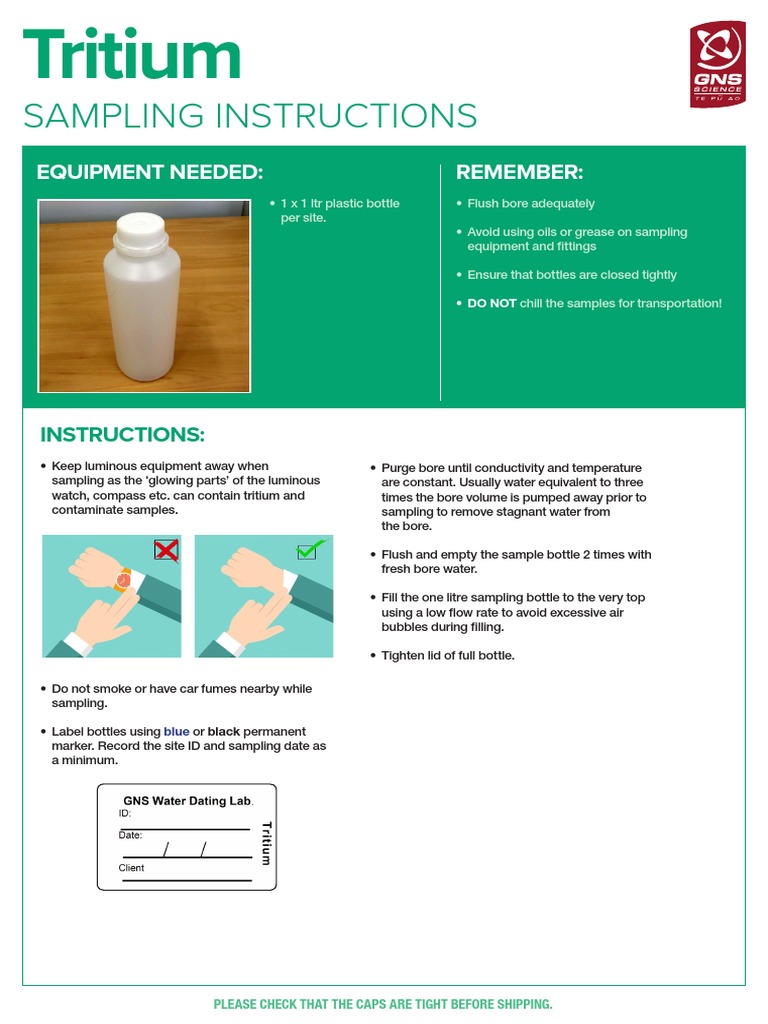 Nov 22 Tritium Sampling Instructions | PDF
