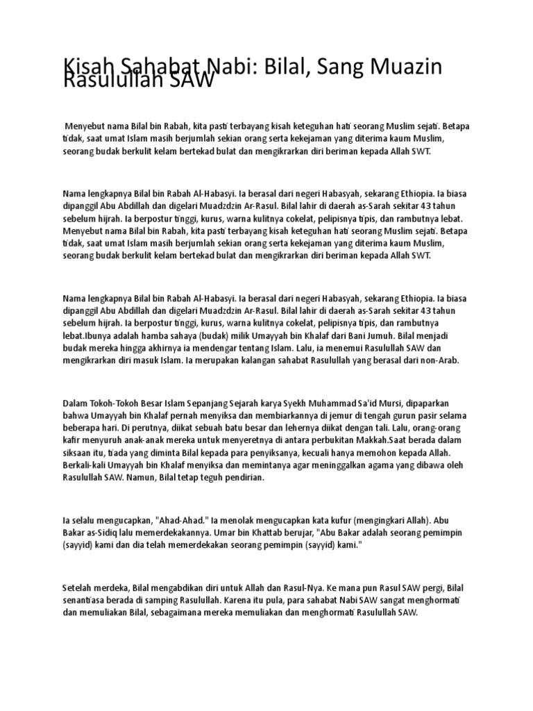 Kisah Bilal Bin Rabbah | PDF