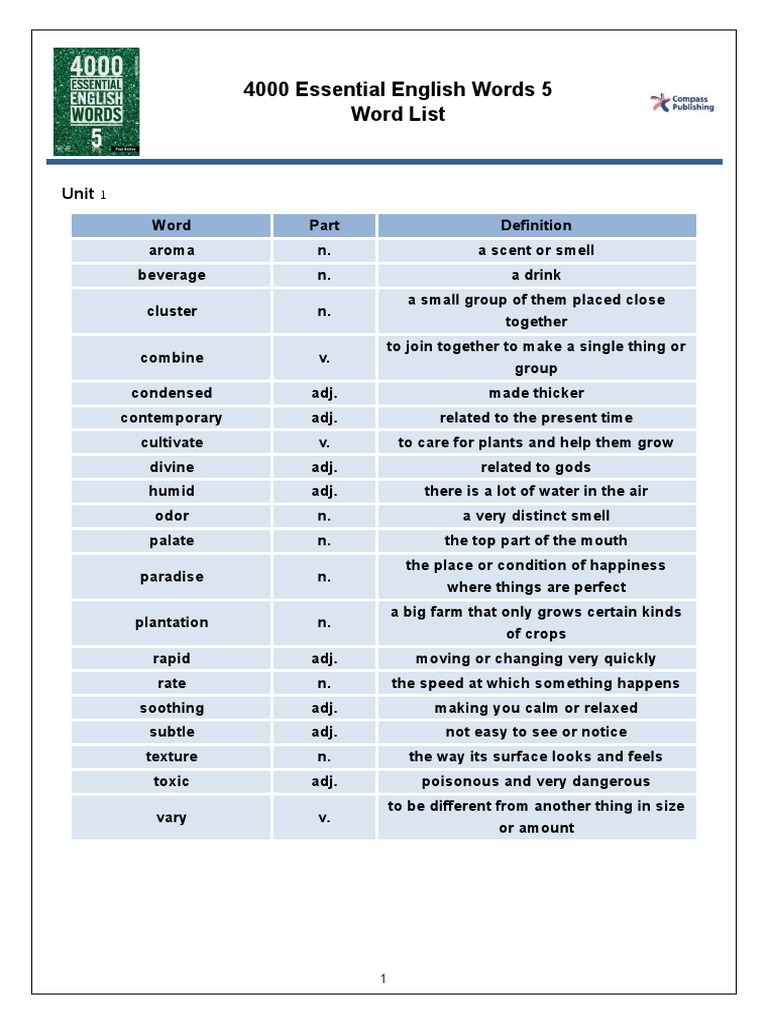 4000eew5 Word List Eng | PDF | Odor | Feeling