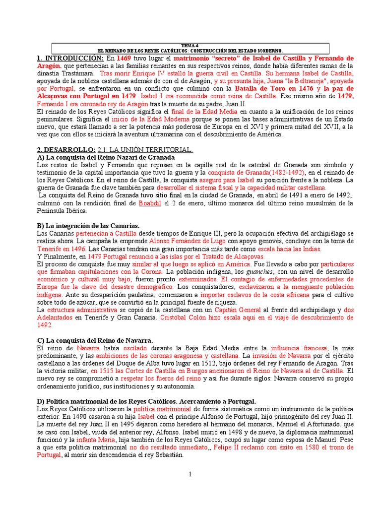 Tema 4 - Los Reyes Católicos-1 | PDF | Imperio español | España