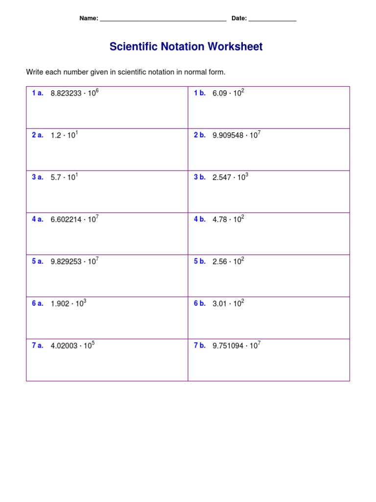 Place Value Scientific Notation Worksheet | PDF | Mathematics | Notation
