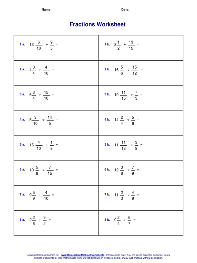 Fractions - Worksheet Mixed Number Division | PDF | Government ...