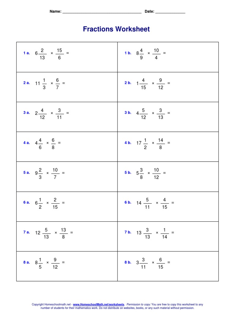 Fractions Worksheet Multiple Mixed Number | PDF | Intellectual Property ...