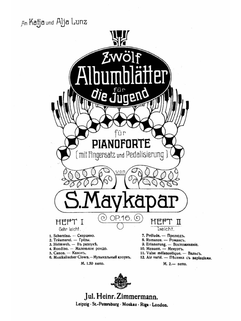Maykapar Op 16 | PDF