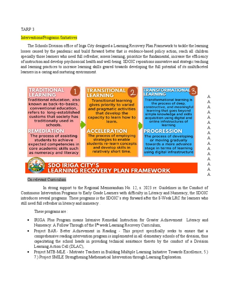 For Review Tarp 3 | PDF | Learning | Literacy