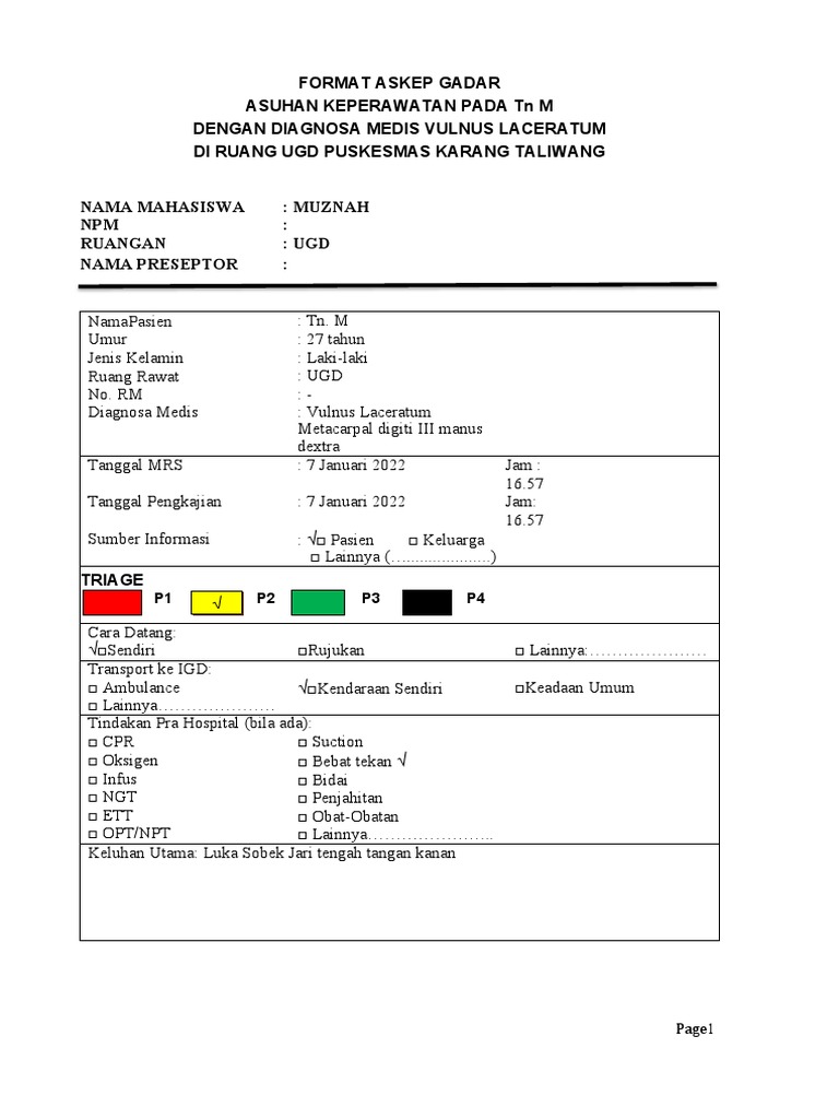 Format Pengkajian Gadar | PDF
