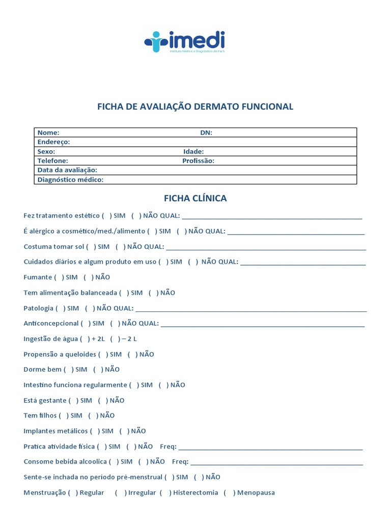 Ficha Dermato Funcional | PDF