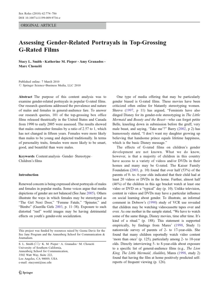 Assessing Gender Related Portrayals in T | PDF | Gender | Gender Studies