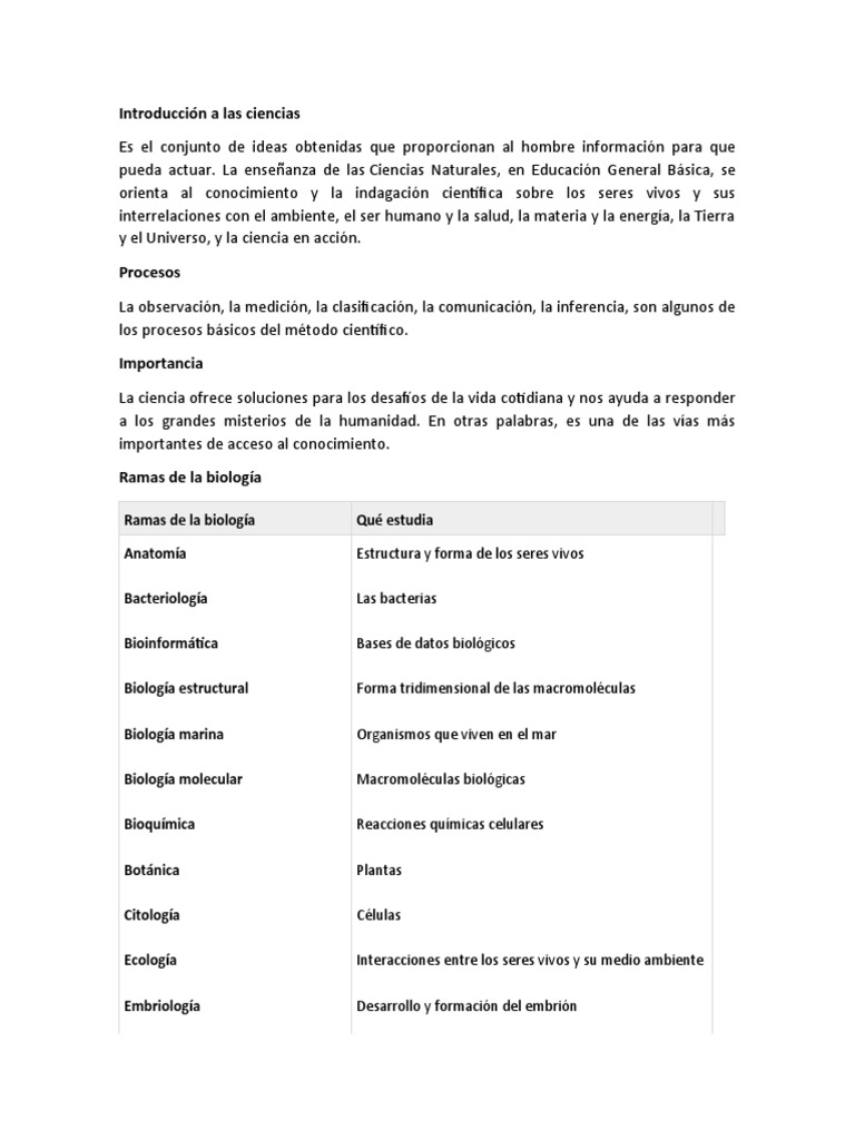 Introducción A Las Ciencias | PDF | Biología | Organismos
