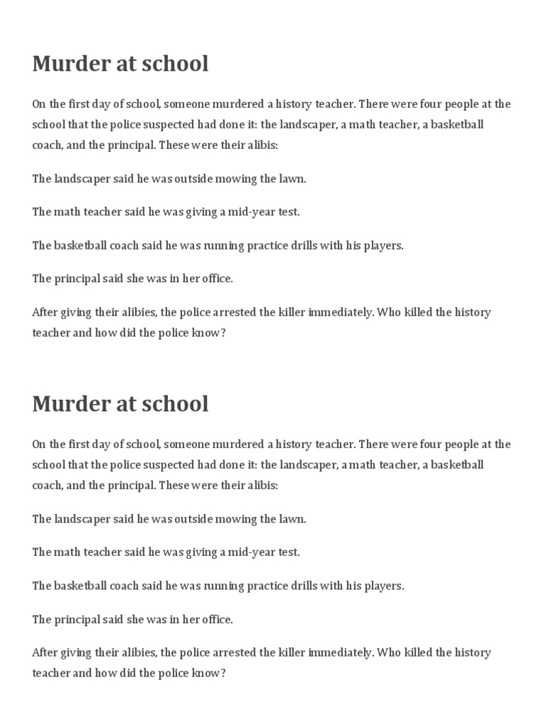 Murder at School | PDF