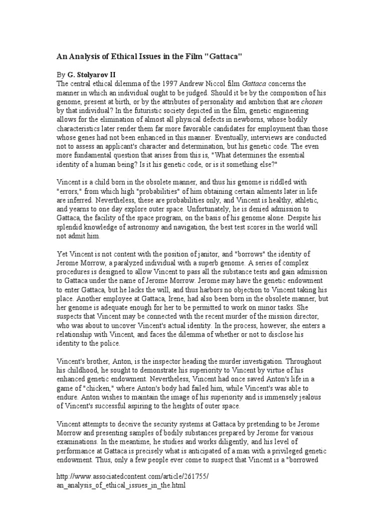 Ethical Dilemmas in Gattaca | PDF