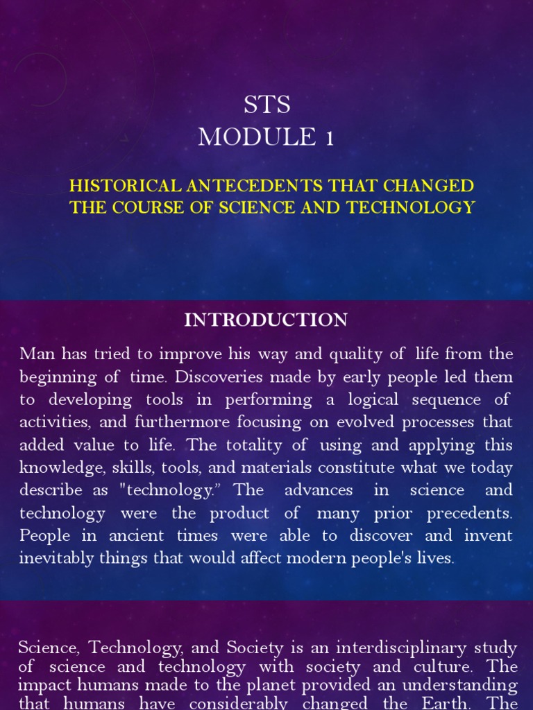 STS Module 1 Historical Antecedents That Changed The Course of Science and Technology v.01 | PDF ...
