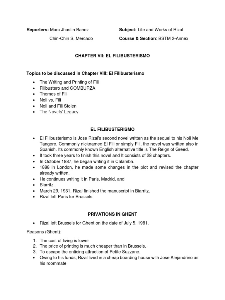 Chapter VIII El Filibusterismo | PDF | Cost Of Living | Philippines