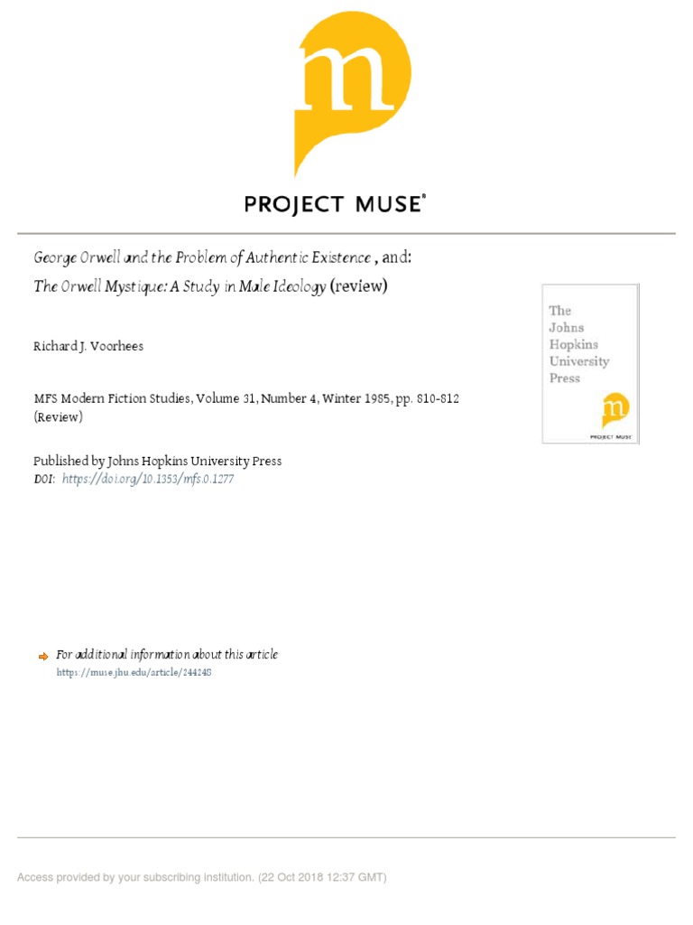 George Orwell and The Problem of Authentic Existence | PDF ...